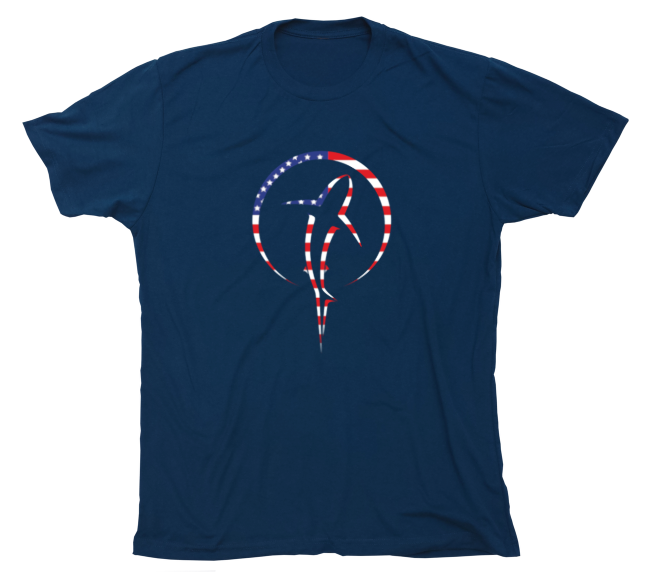 Shark Zen American Flag Navy T-Shirt - Front