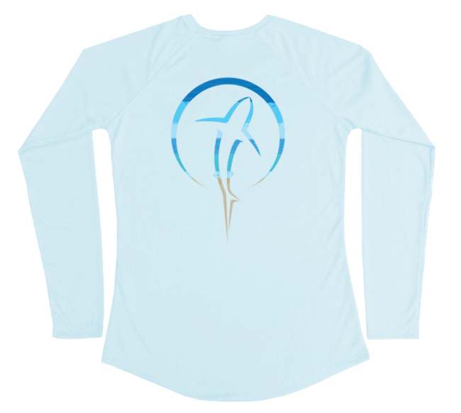 Shark Zen Womens Long Sleeve UV Beachscape Arctic Blue Swim Shirt