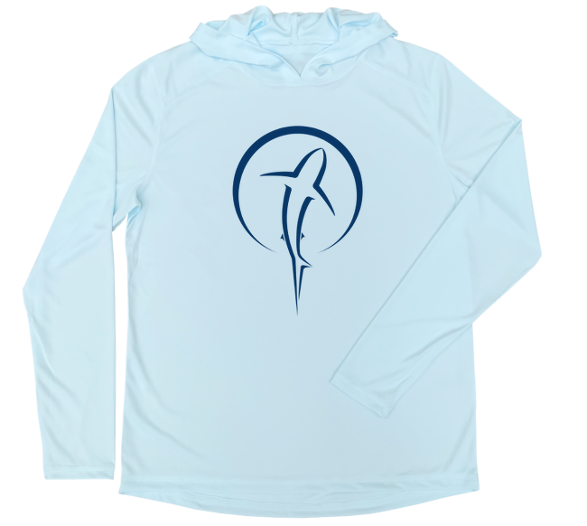 Men's Long Sleeve Shark UV Performance Hoodie - Arctic Blue – Shark Zen