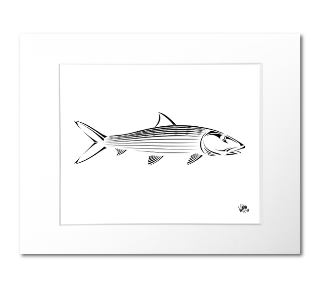 Bonefish Art Print | Black and White Bonefish Wall Art – Shark Zen
