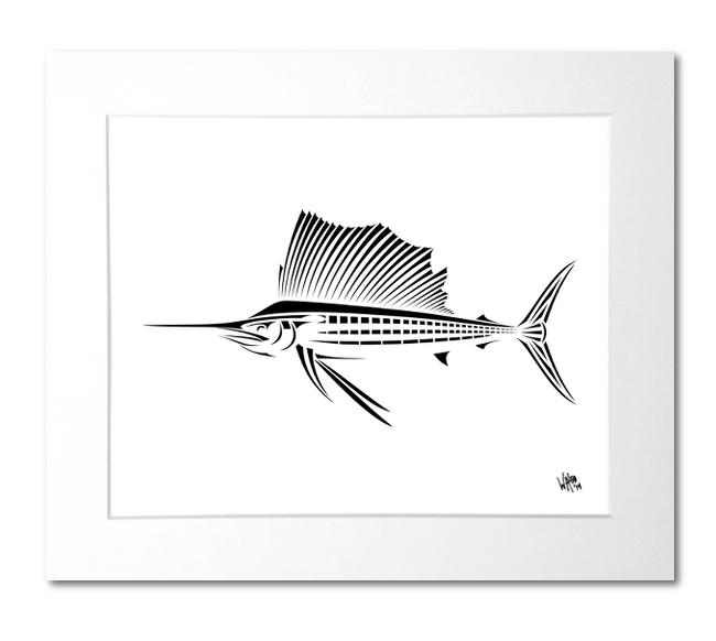 Sailfish Art Print | Black And White Billfish Wall Art – Shark Zen