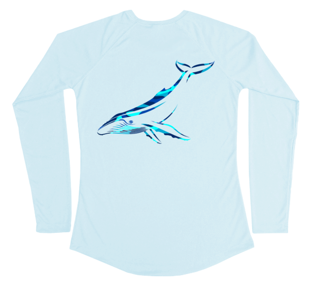 Womens Long Sleeve UV Water Camouflage Humpback Whale Swim Shirt ...